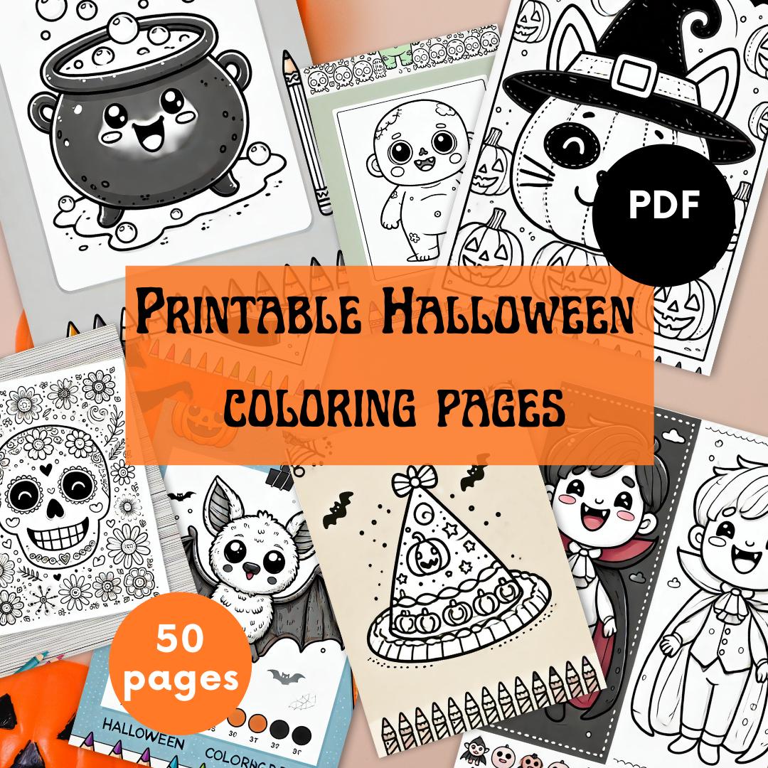 50 Spooky Cozy Coloring Sheets | Halloween Printable Coloring Book ...