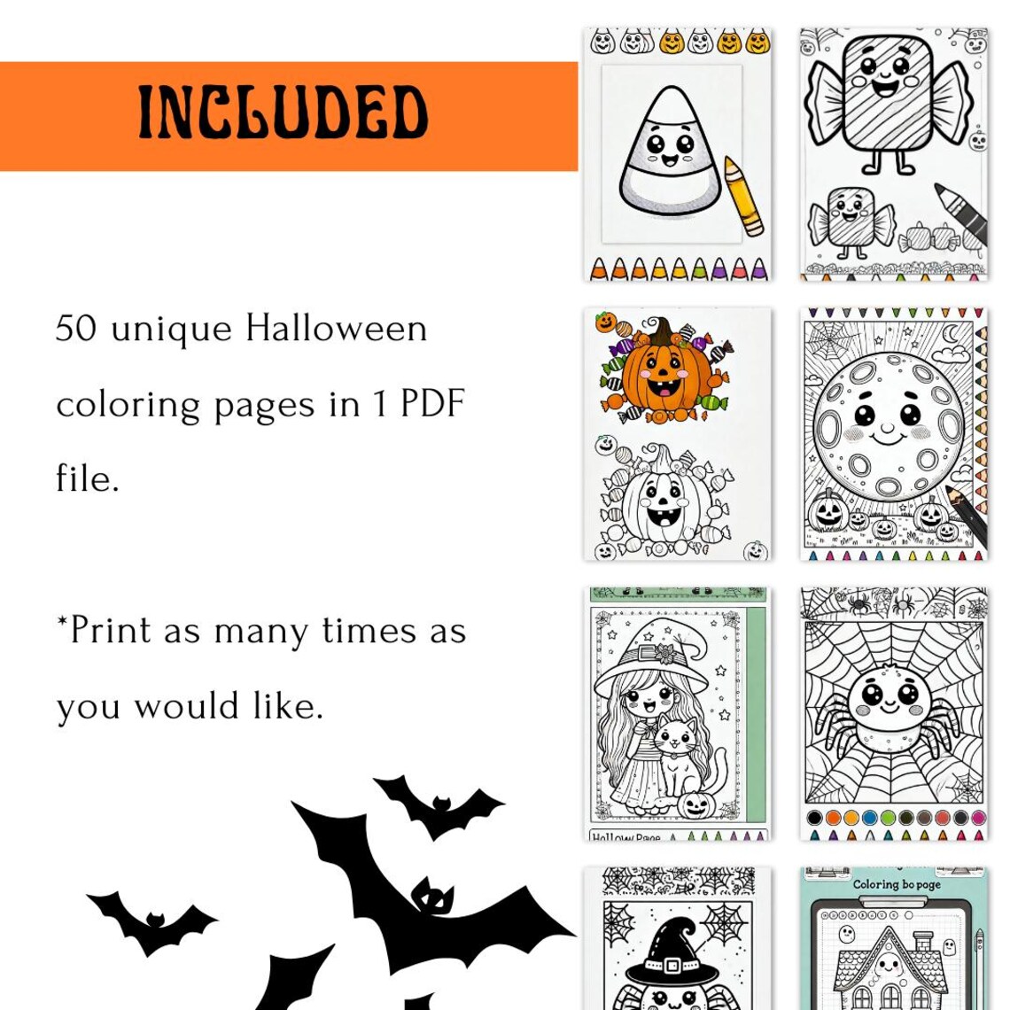 50 Spooky Cozy Coloring Sheets | Halloween Printable Coloring Book ...