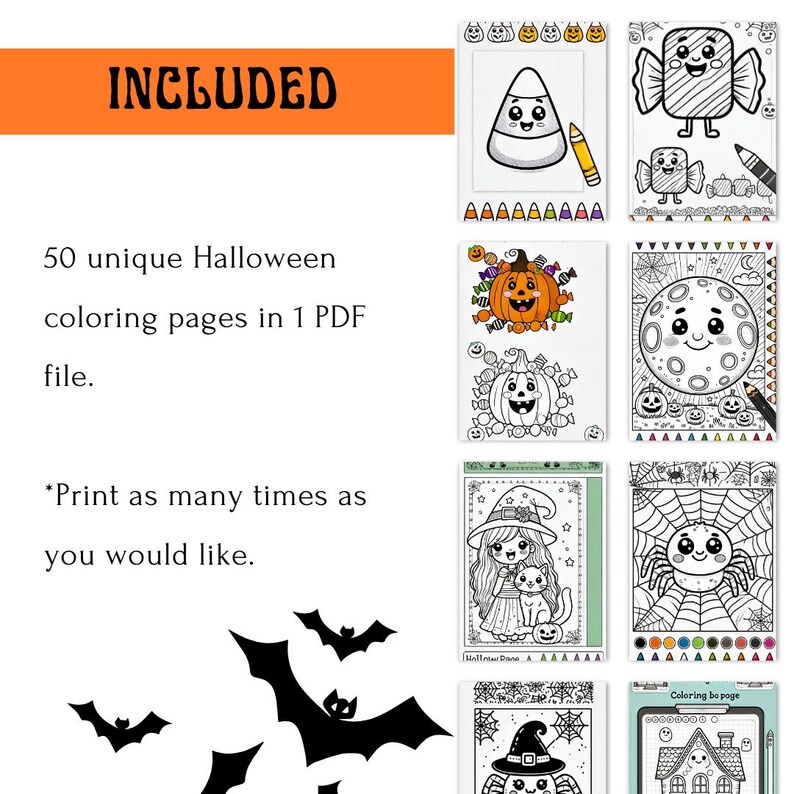 50 Spooky Cozy Coloring Sheets | Halloween Printable Coloring Book ...