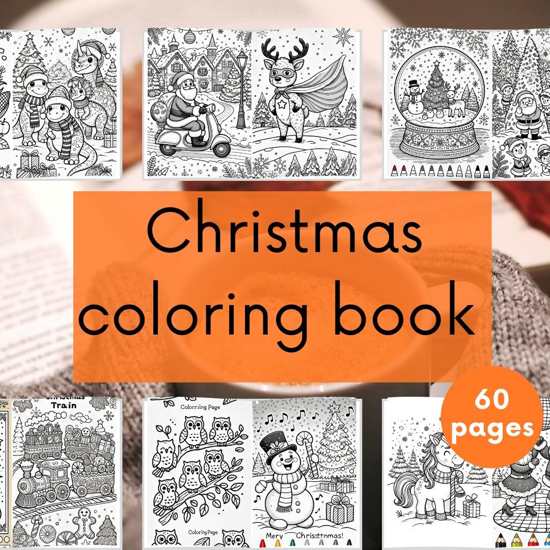 60-page Coloring Christmas Book for Kids | Xmas Coloring Sheets Toddler ...
