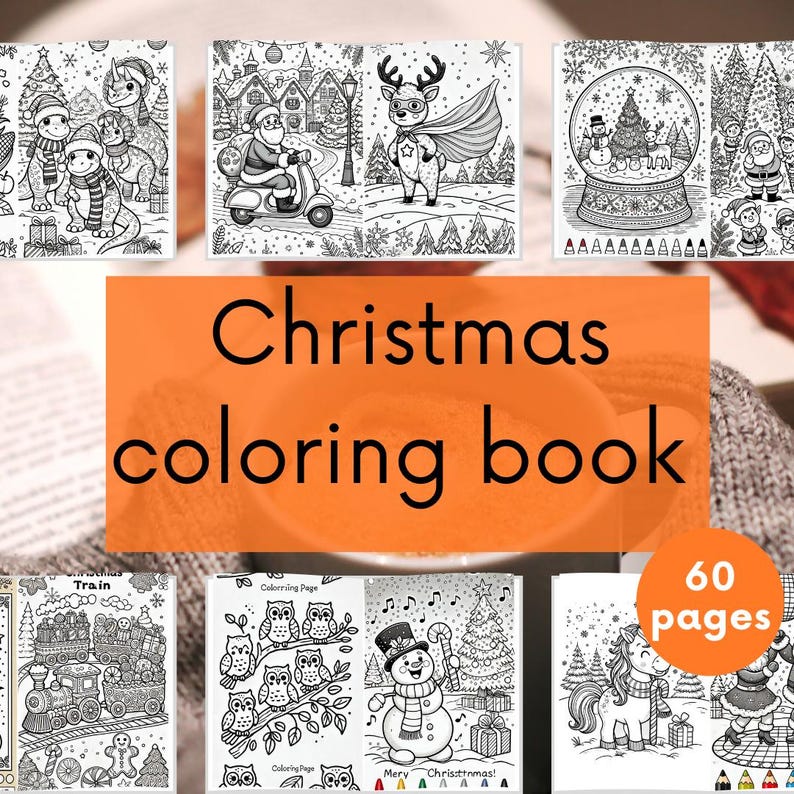 60-page Coloring Christmas Book for Kids | Xmas Coloring Sheets Toddler ...