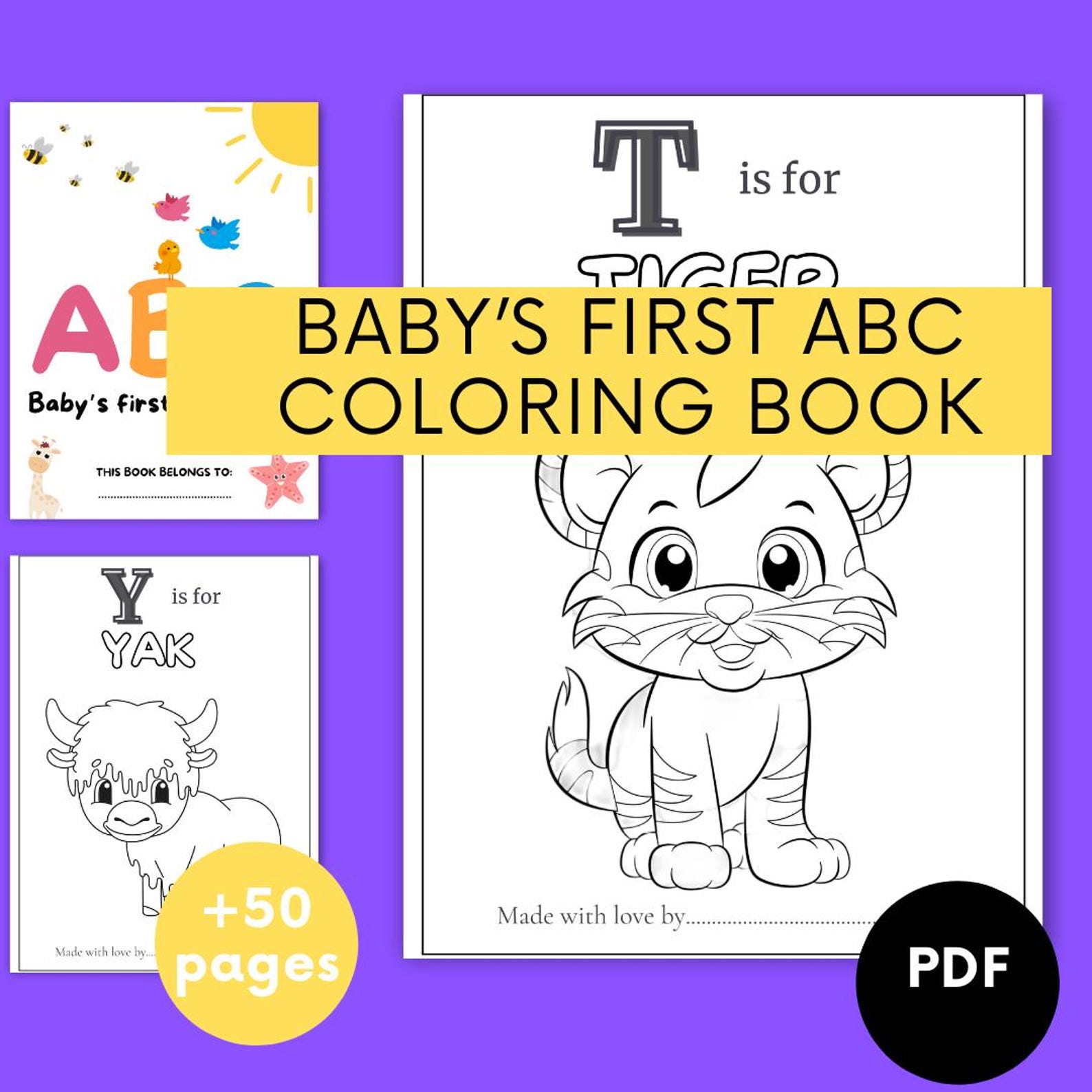 Baby's First ABC Baby Shower Coloring Book | Food Animals Pages ...