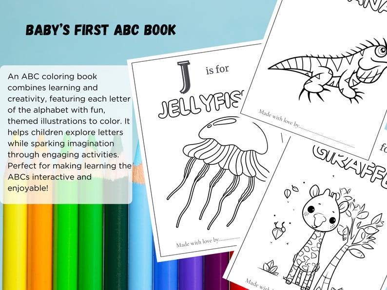 Baby's First ABC Baby Shower Coloring Book for Toddler | Kids Alphabet ...