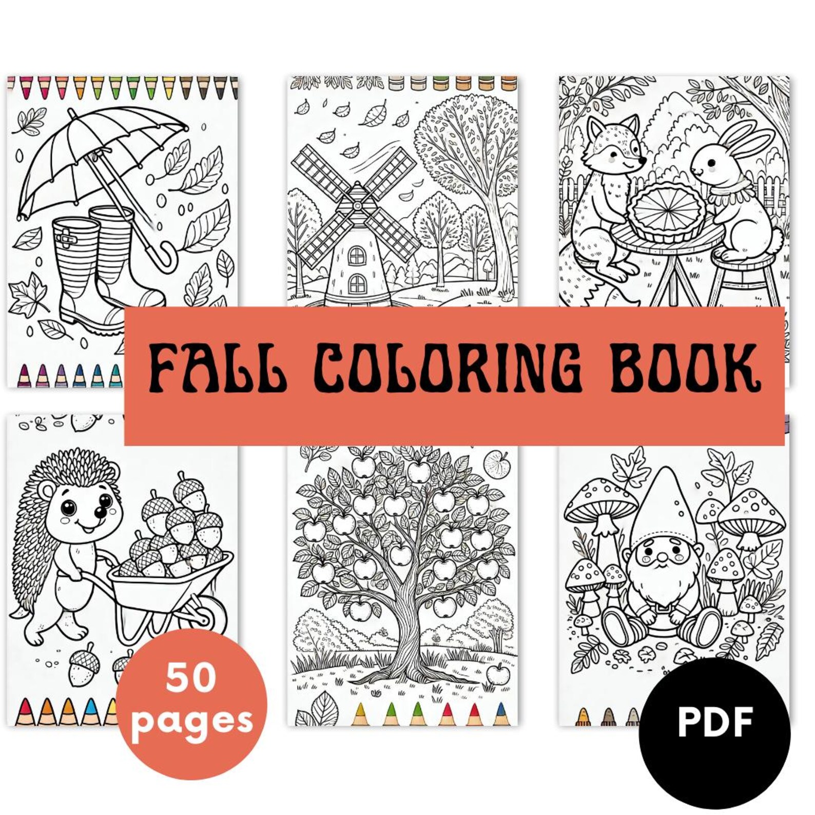 50-page Fall Coloring Sheets Printable Autumn Bundle for Toddler Fall ...