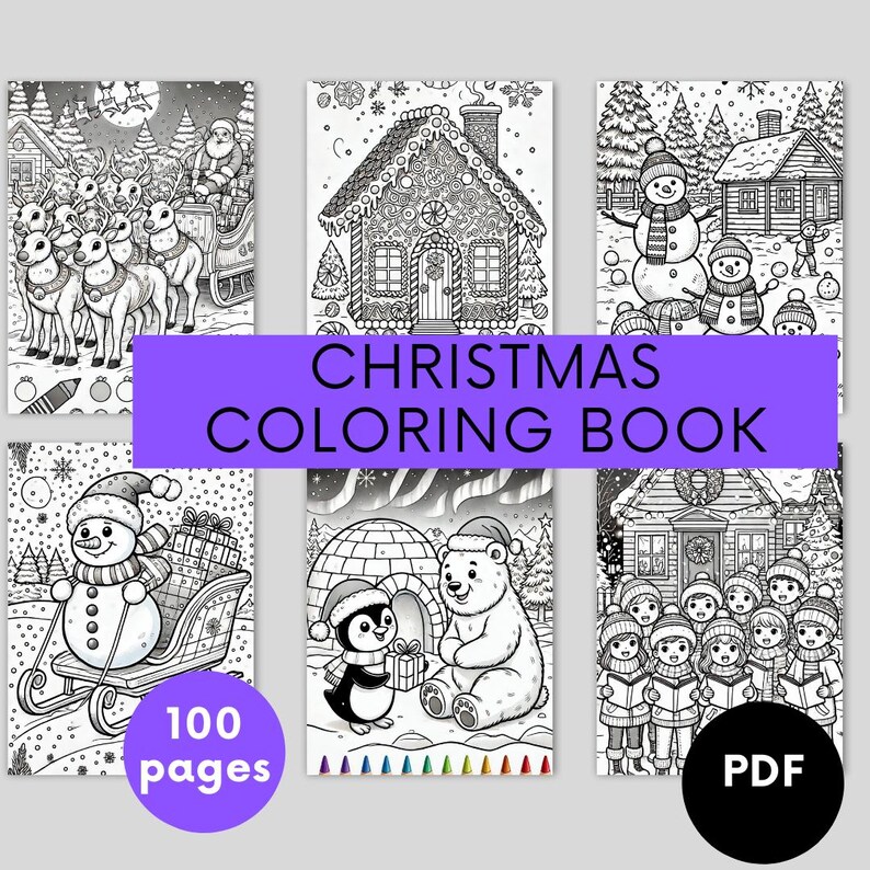 Christmas Coloring Book Kids | Xmas Sheets for Toddler | Print at Home ...