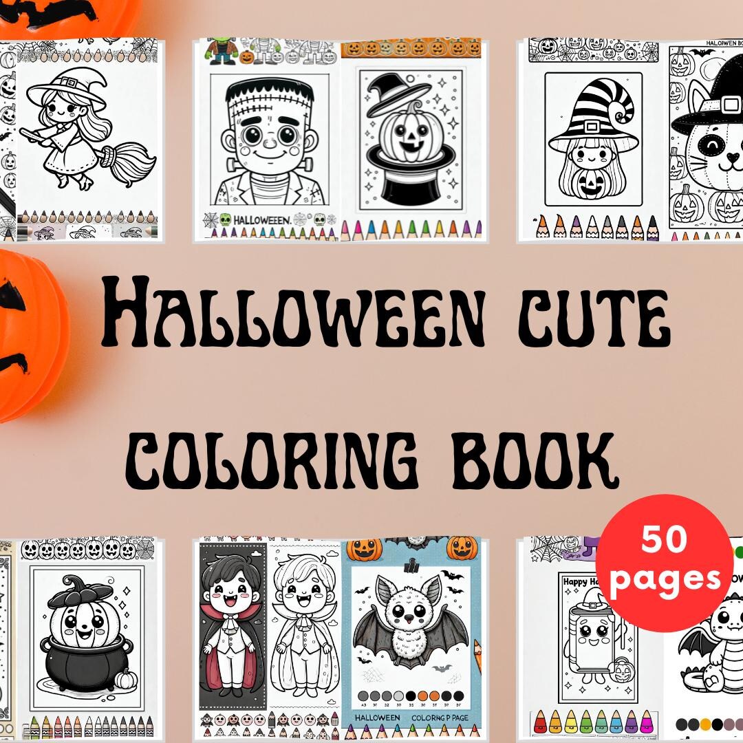 50 Spooky Cozy Coloring Sheets | Halloween Printable Book Bundle for ...