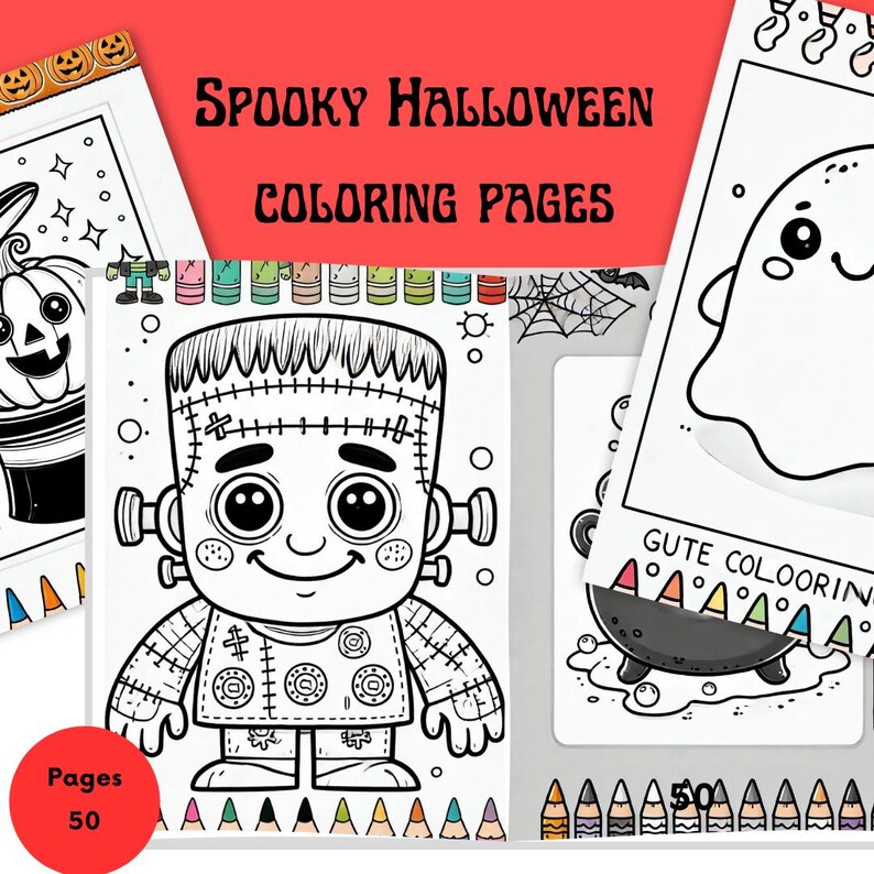 50 Spooky Cozy Coloring Sheets | Halloween Printable Book Bundle for ...