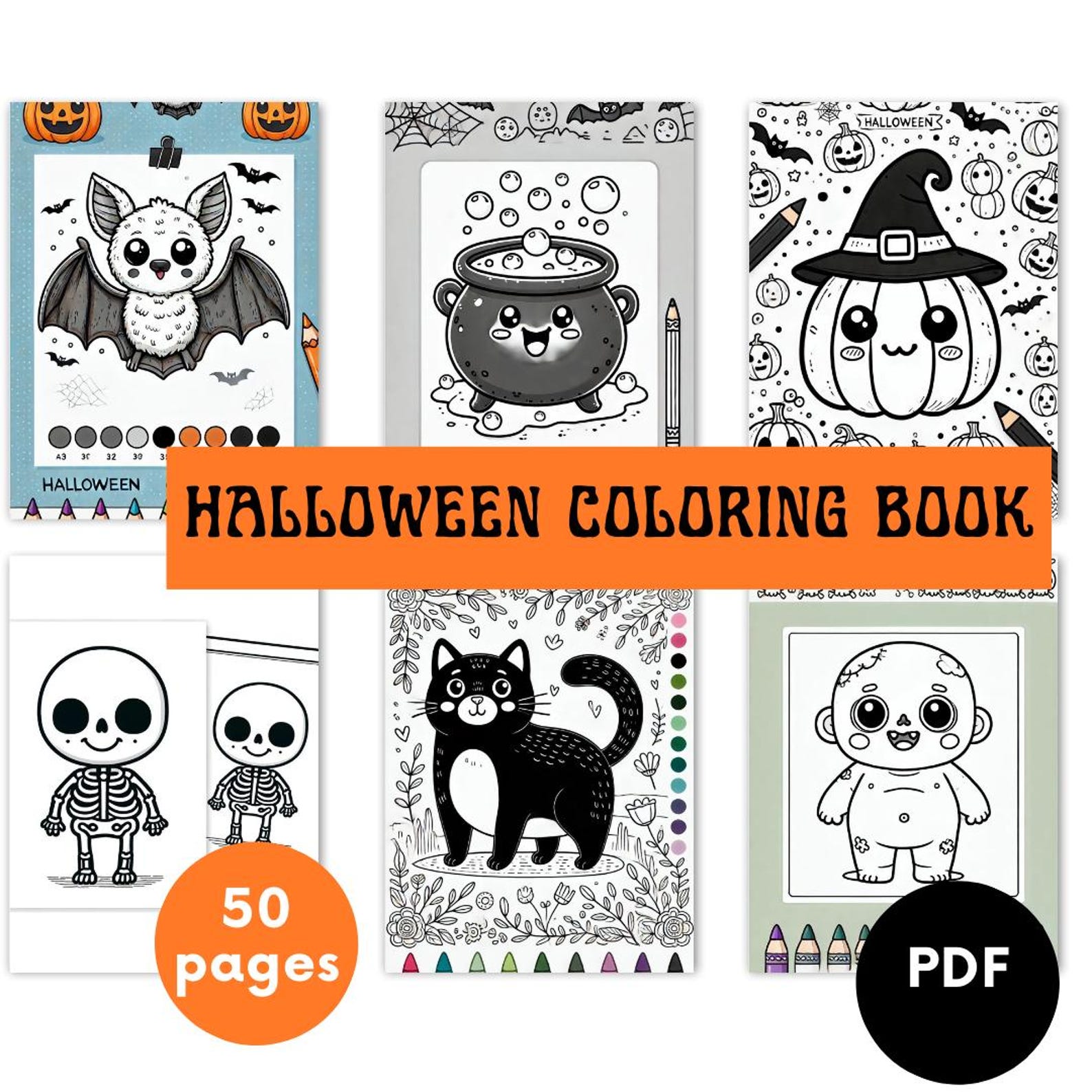 50 Spooky Cozy Coloring Sheets | Halloween Printable Coloring Book ...