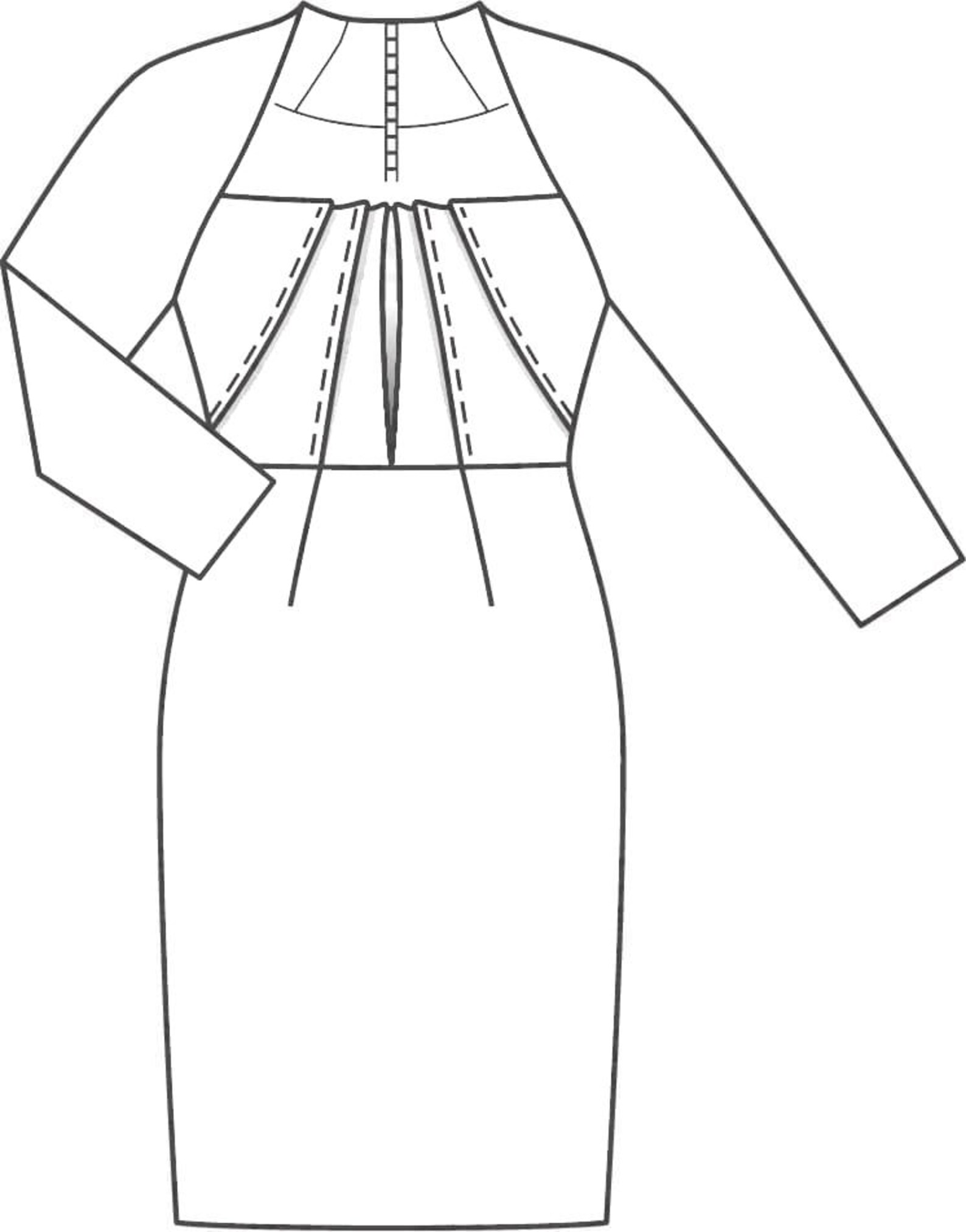 Panel Midi Dress Sewing Pattern PDF: Tie-neck DIY Dress (digital ...