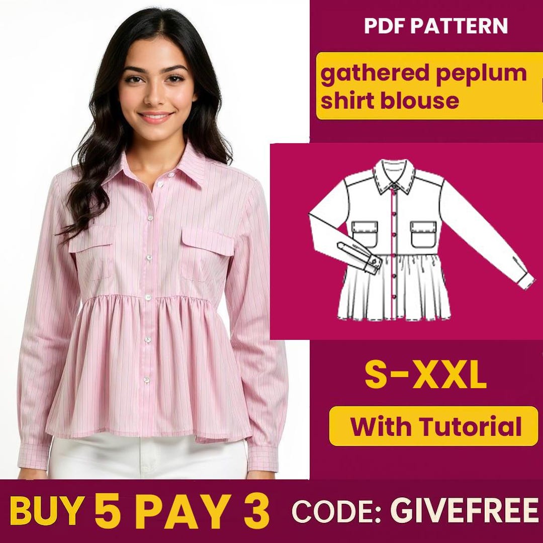 Peplum Blouse Sewing Pattern: Beginner-friendly DIY Top (PDF Download ...