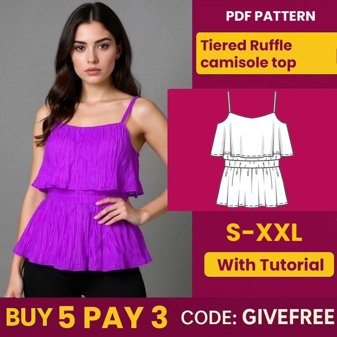 Tiered Ruffle Blouse Sewing Pattern: Beginner-friendly DIY Top (PDF ...