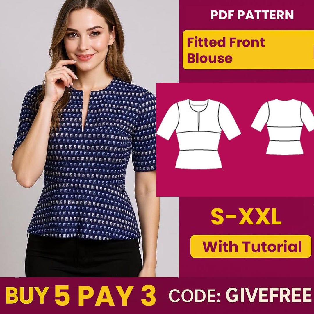 Fitted Blouse Sewing Pattern: Beginner-friendly DIY Top (PDF Download ...