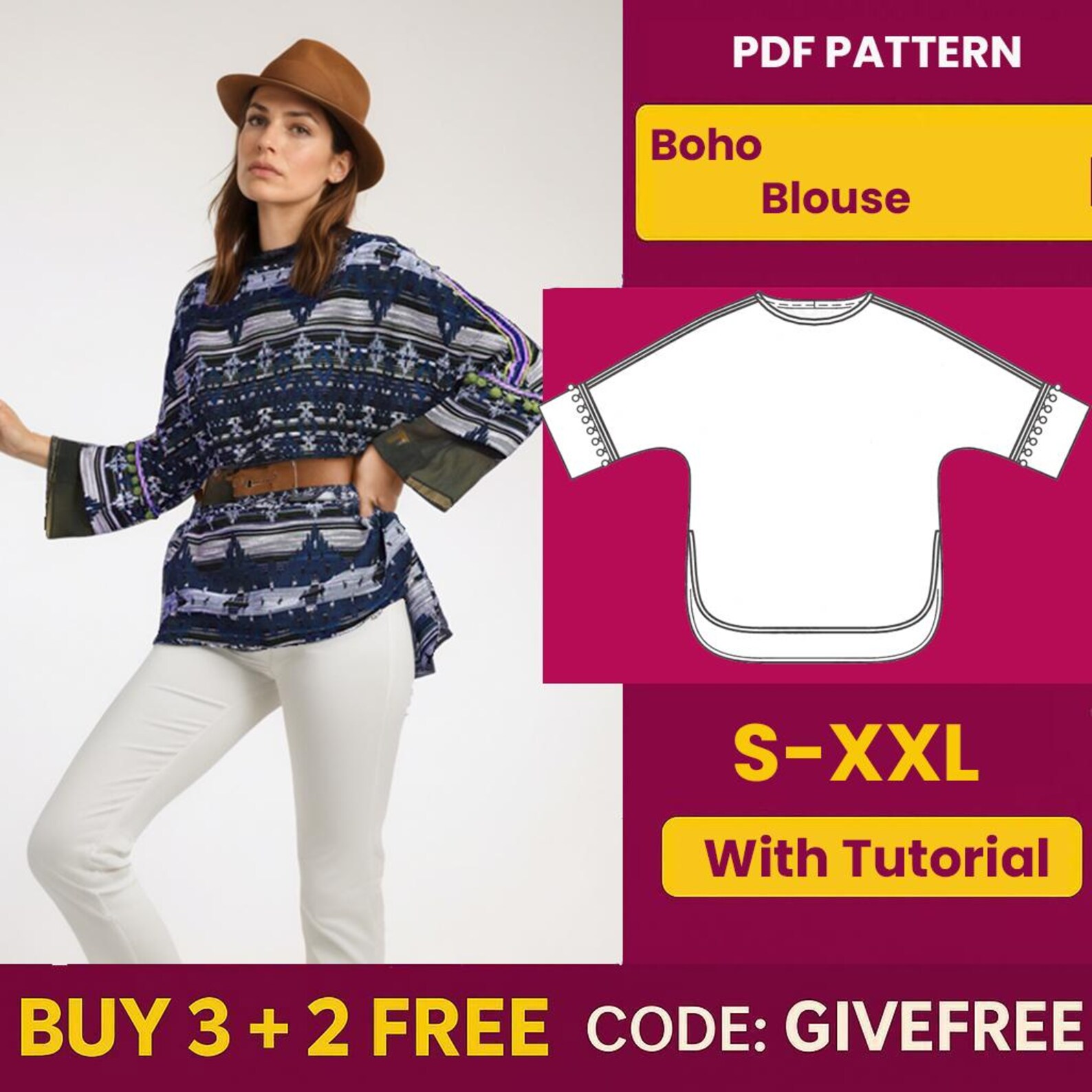 Blouse Sewing Pattern PDF | Digital Download Pattern | Beginner ...
