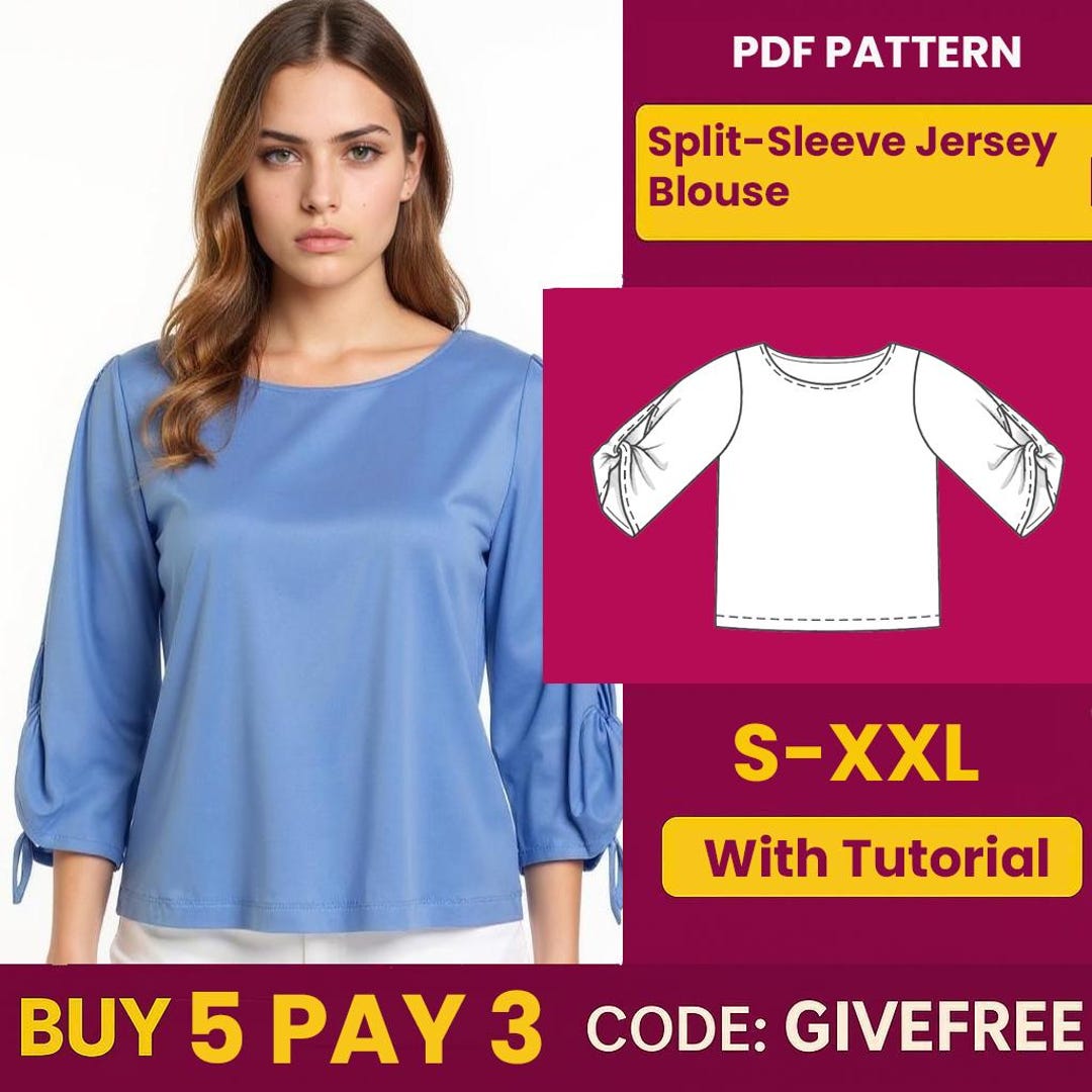 PDF Blouse Sewing Pattern: Split-sleeve Top (instant Download) - Etsy