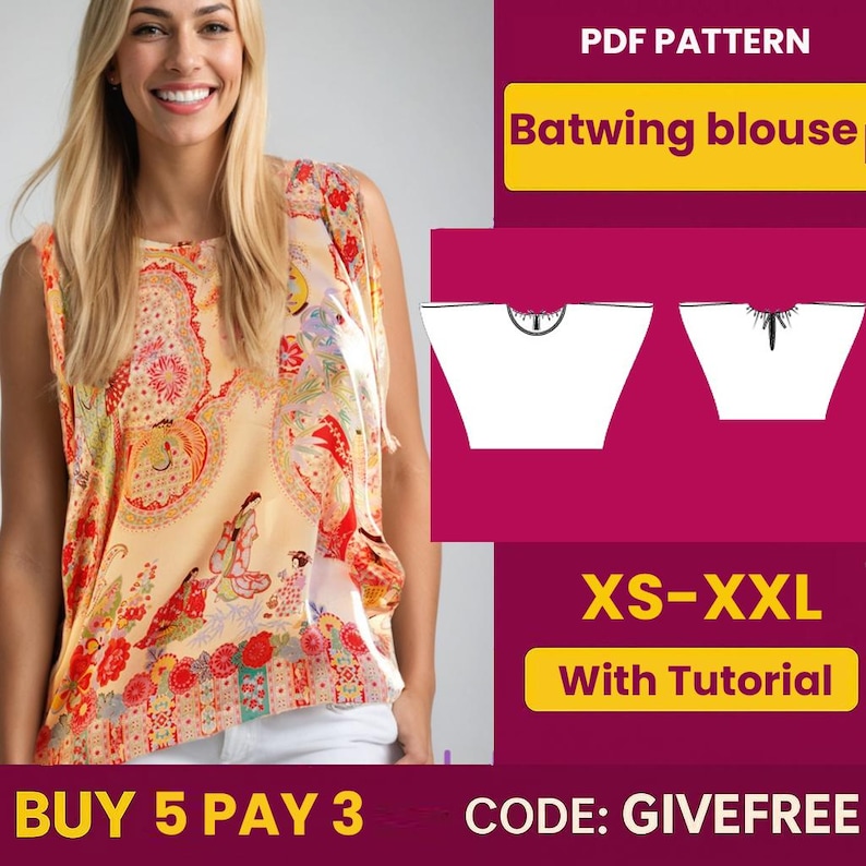 Blouse Sewing Pattern PDF | Digital Download Pattern | Beginner ...
