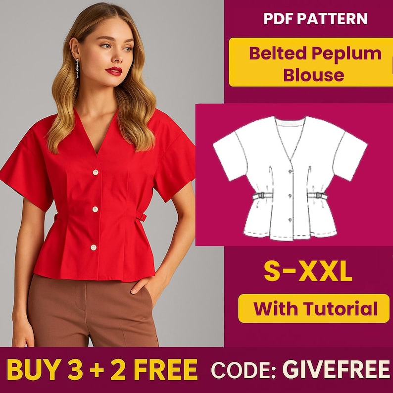 Blouse Sewing Pattern PDF | Digital Download Pattern | Beginner ...