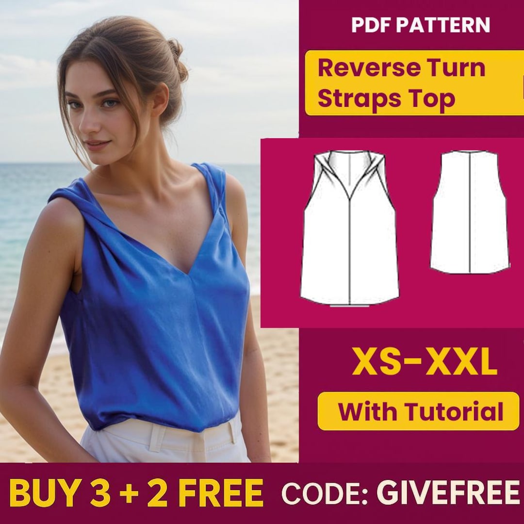 Reverse Straps Blouse Sewing Pattern: Beginner DIY Women's Top (PDF ...