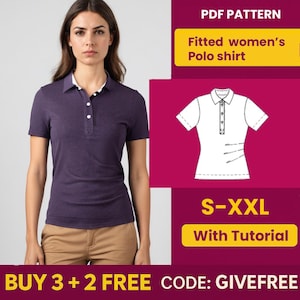Fitted Women's Polo Shirt Sewing Pattern: Beginner Friendly (PDF ...