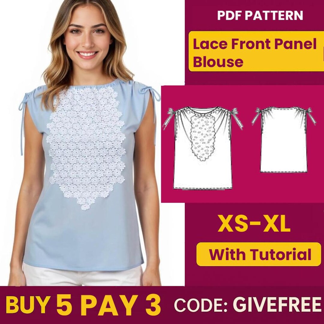 Lace Front Blouse Sewing Pattern: Beginner to Intermediate (PDF ...