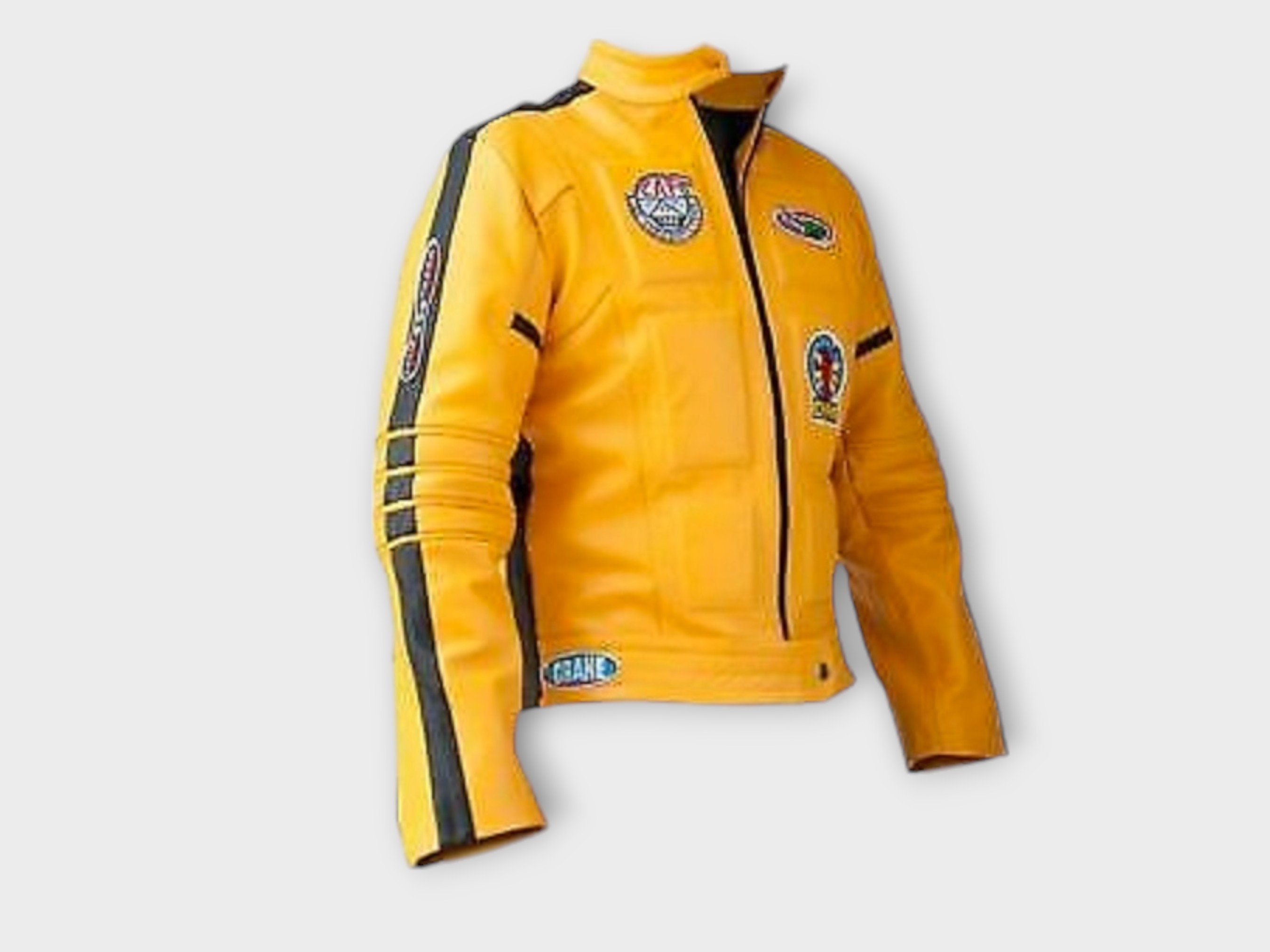 Mens Motorcycle Jacket Yellow Leather Fully Zipped Biker Kill Bill ...