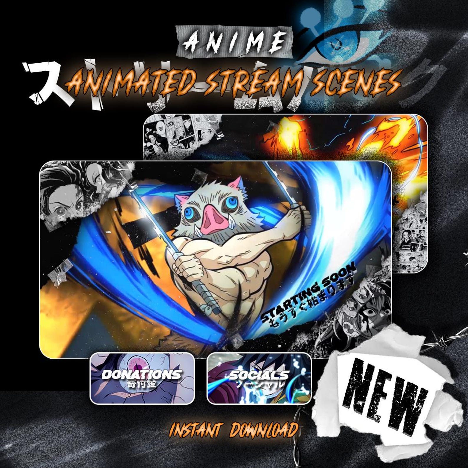 Demon Anime Stream Overlay Pack – Japanese Aesthetic With Original ...