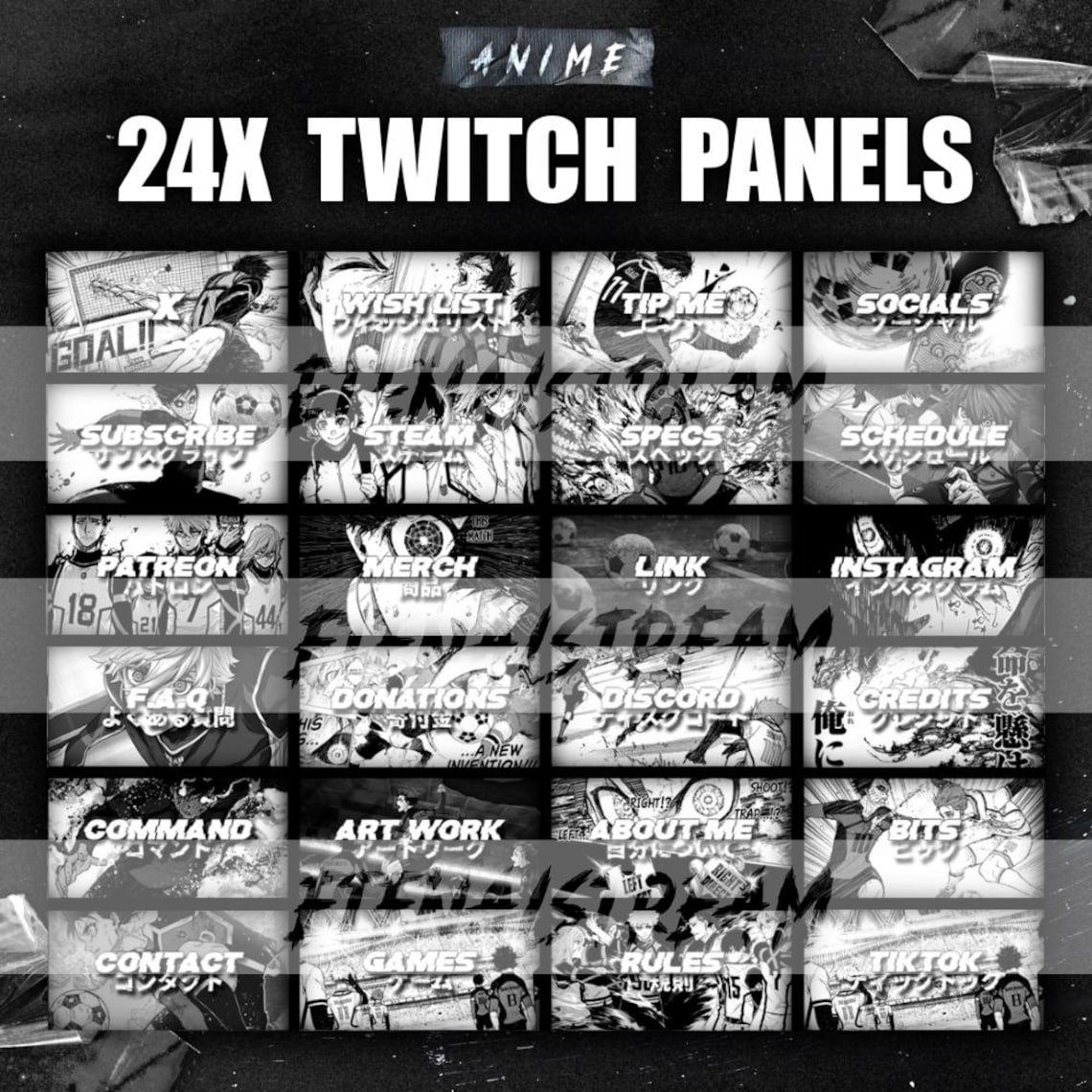 Animated Dark Soccer Anime Stream Overlay Pack | Sport Manga Inspired ...