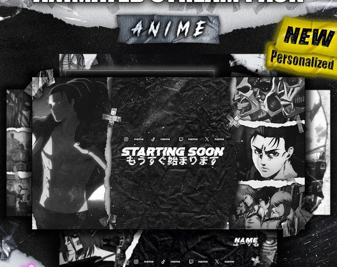 Animated Custom Anime Stream Package | Twitch Overlays, Screens, Panels ...