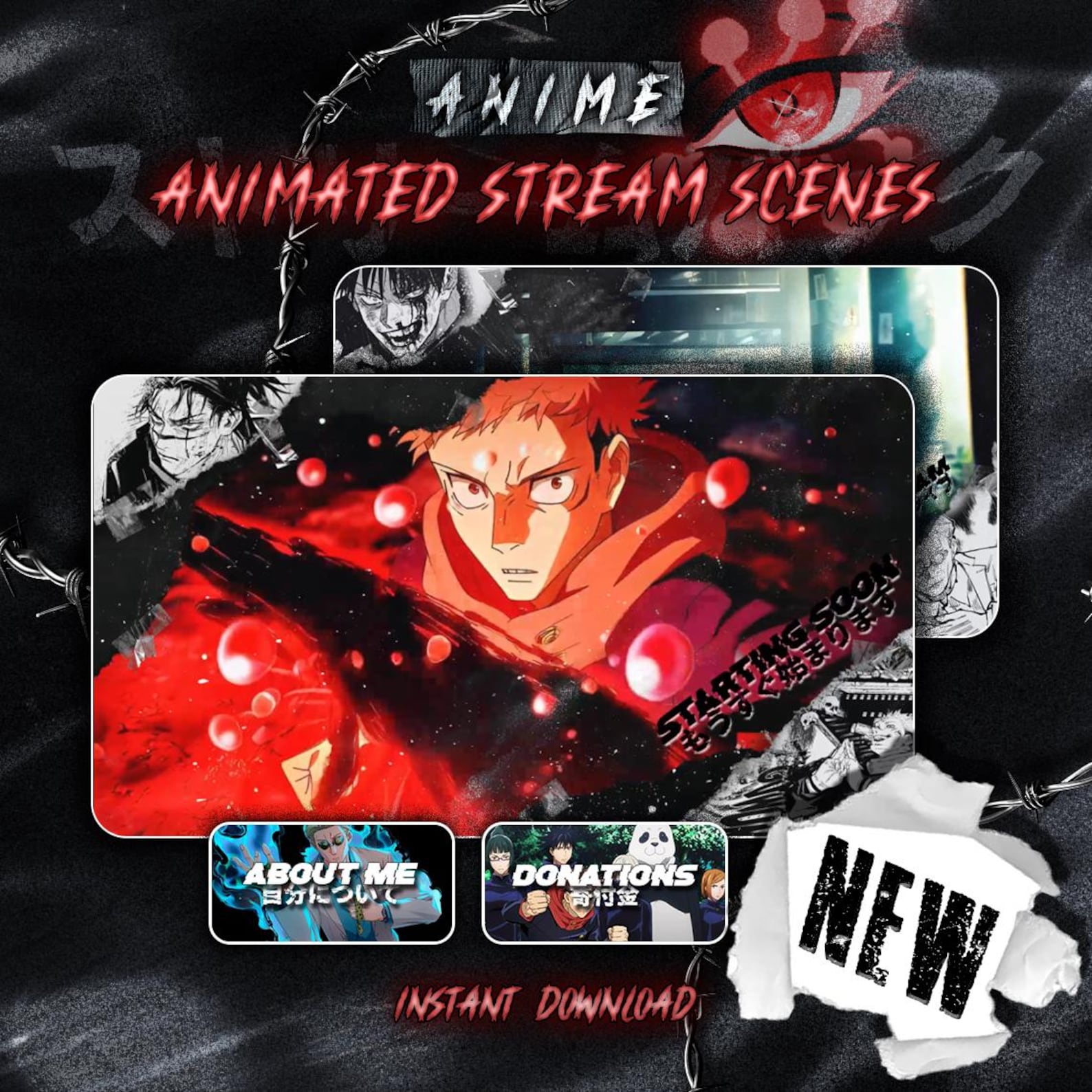 Anime Sorcerer Overlay Pack – Jujutsu Japanese Style in Original Anime ...