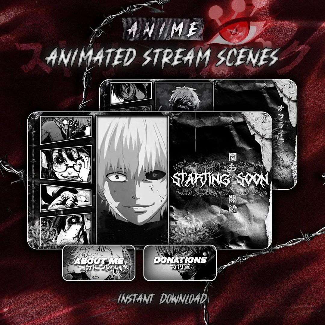 Animated Dark Anime Stream Overlay – Ghoul Manga Style (digital ...