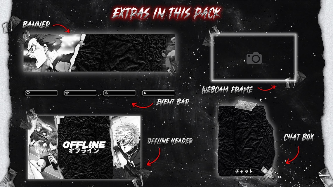 Animated Dark Soccer Anime Stream Overlay Pack | Sport Manga Inspired ...
