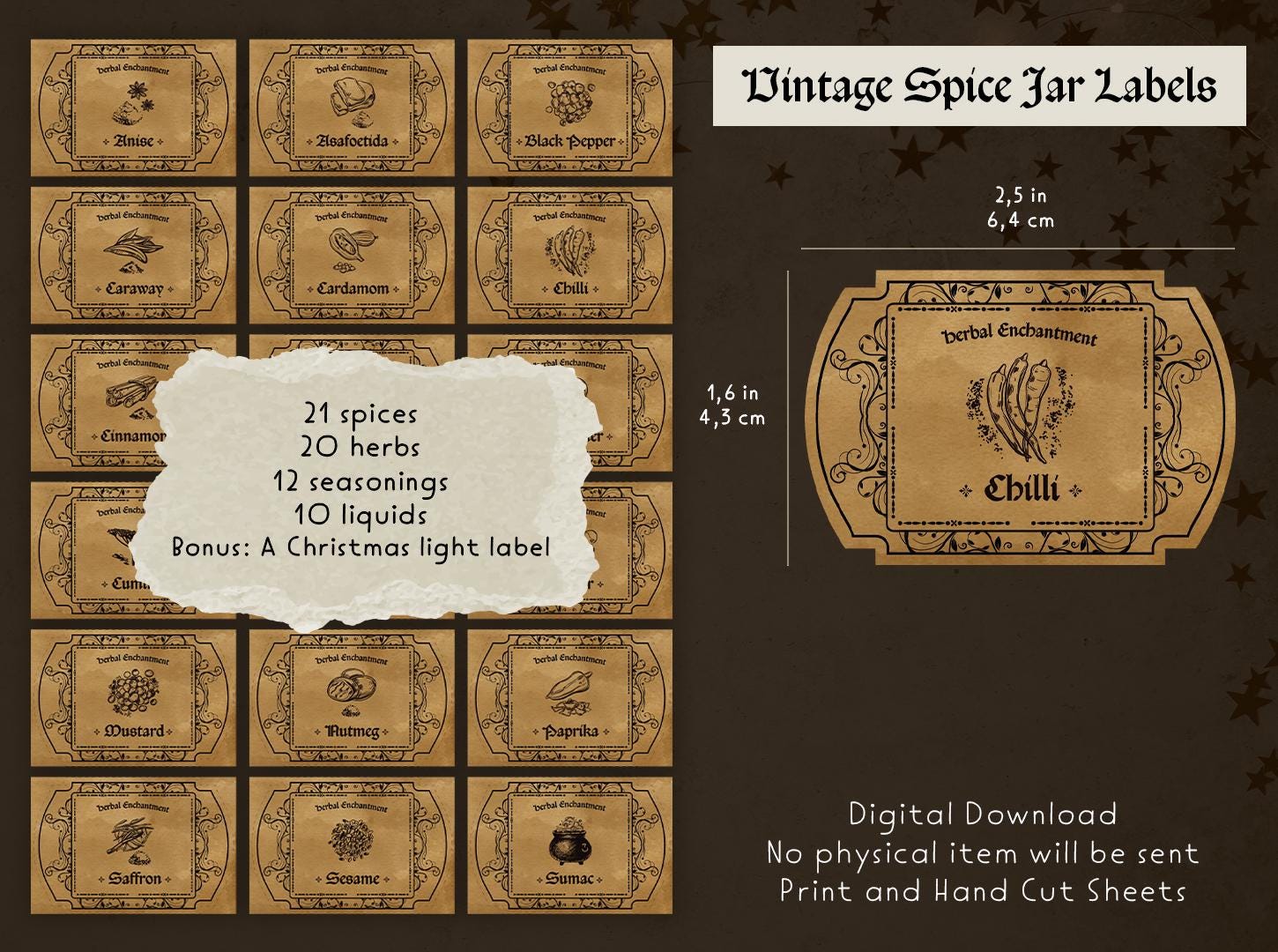 Vintage Spice Jar Labels | Digital Download Printable | Spice Labels ...