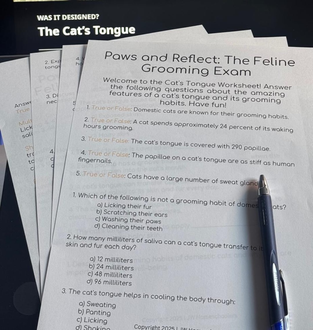 Homeschool Worksheet: the Cat's Tongue in the 'was It Designed?' Series ...