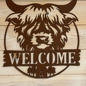 Highland Cow With Barn Welcome Sign - Etsy