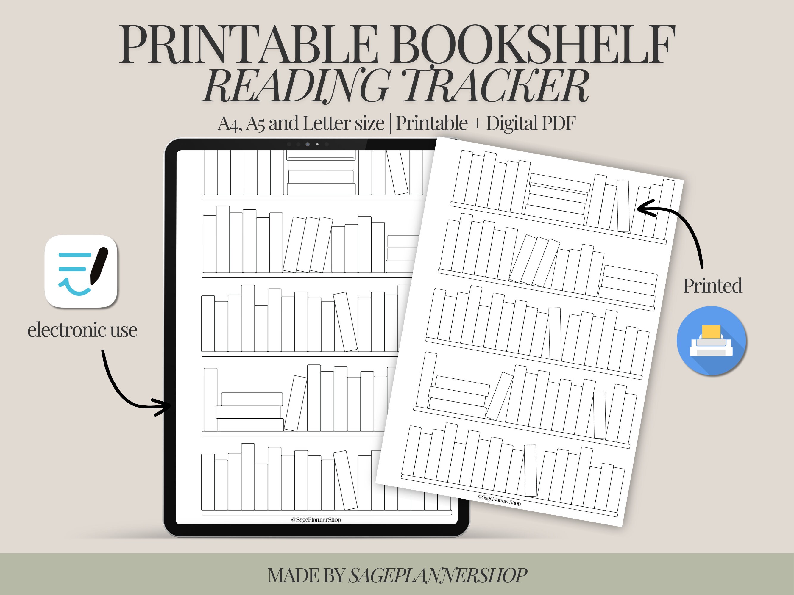 Bookshelf Printable Template, Books I've Read, Book Tracker, Reading ...