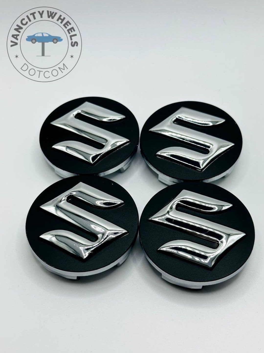 Set of 4 Black/chrome Suzuki Alloy Wheel Center Caps 54mm, Black/chrome ...