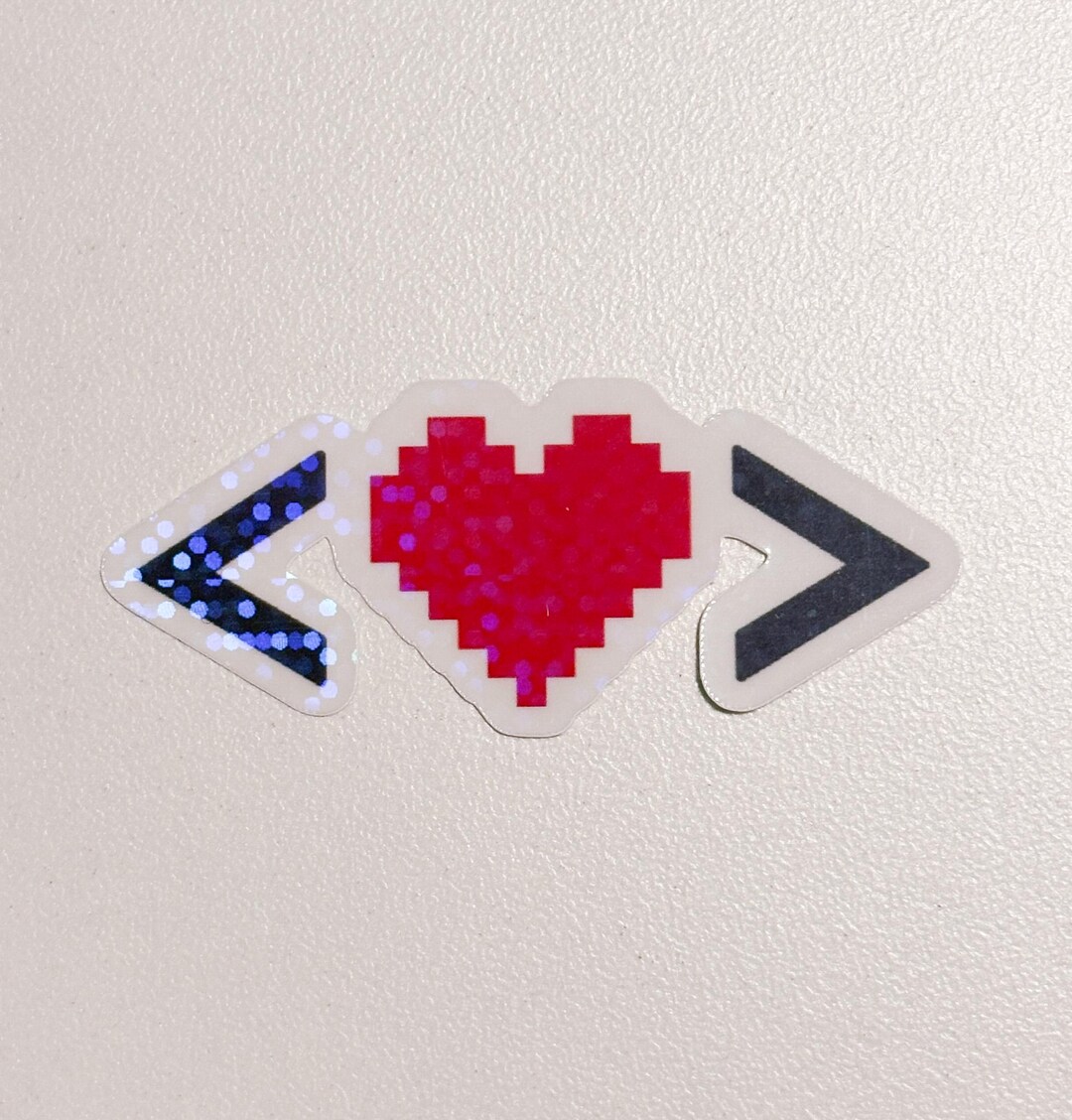 Holographic "coding Love" Sticker – Pixelated Heart Vinyl Decal for ...
