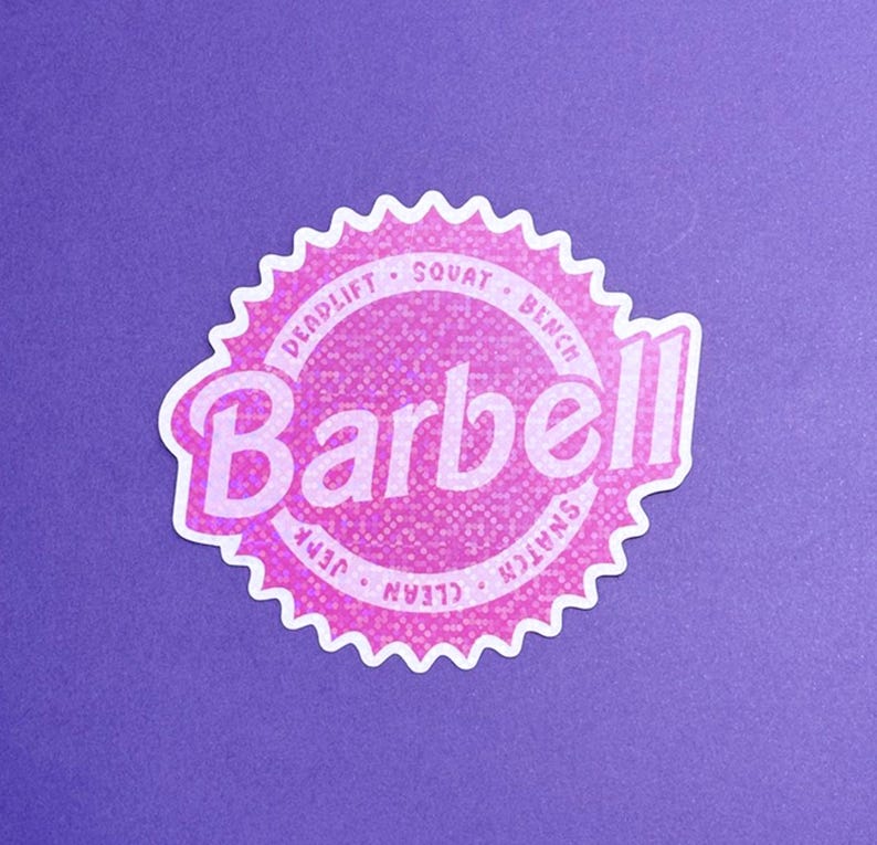 Barbell Holographic Sticker | Barbie Brand Parody | Waterproof Vinyl ...