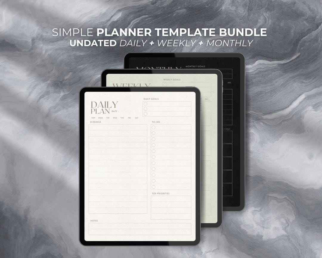 Simple Minimalist Planner Template Bundle Undated Daily, Weekly ...