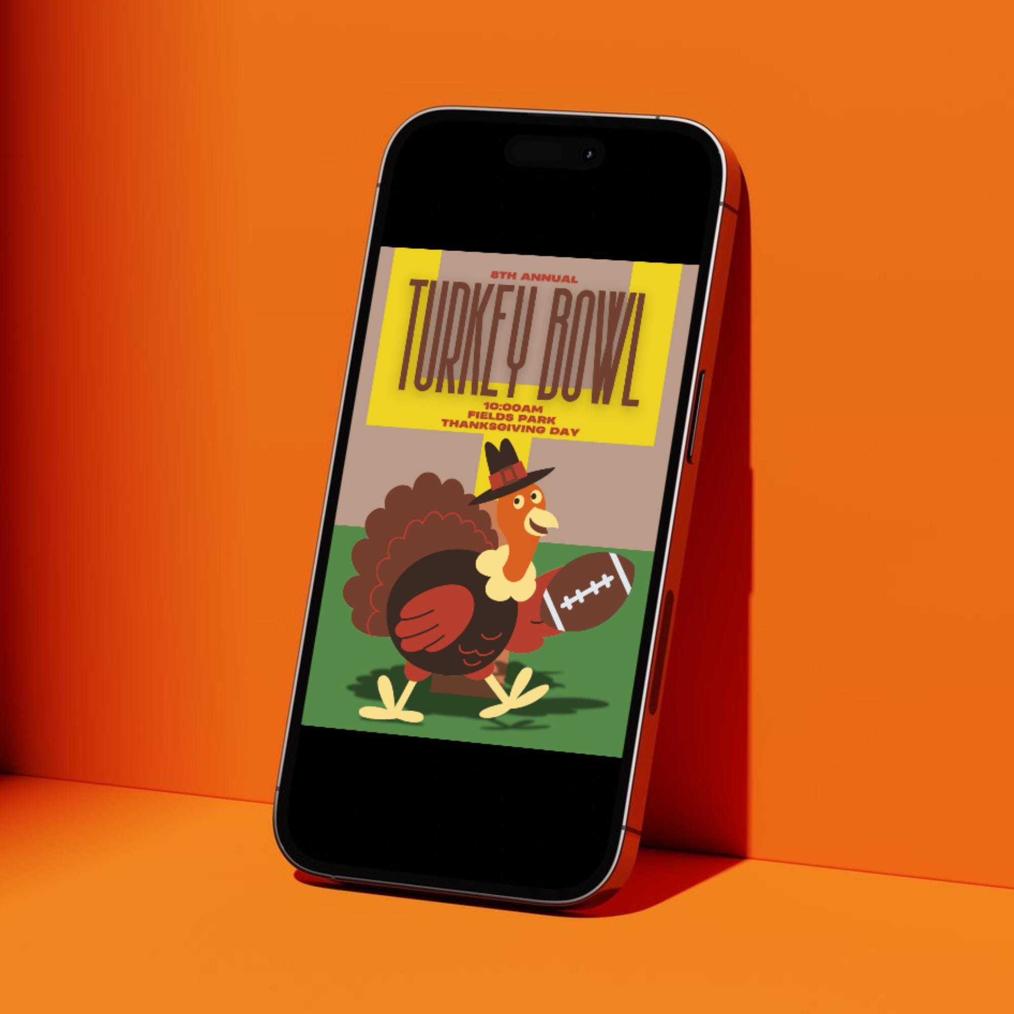 Custom Turkey Bowl Invitation | Printable Thanksgiving Football Game ...