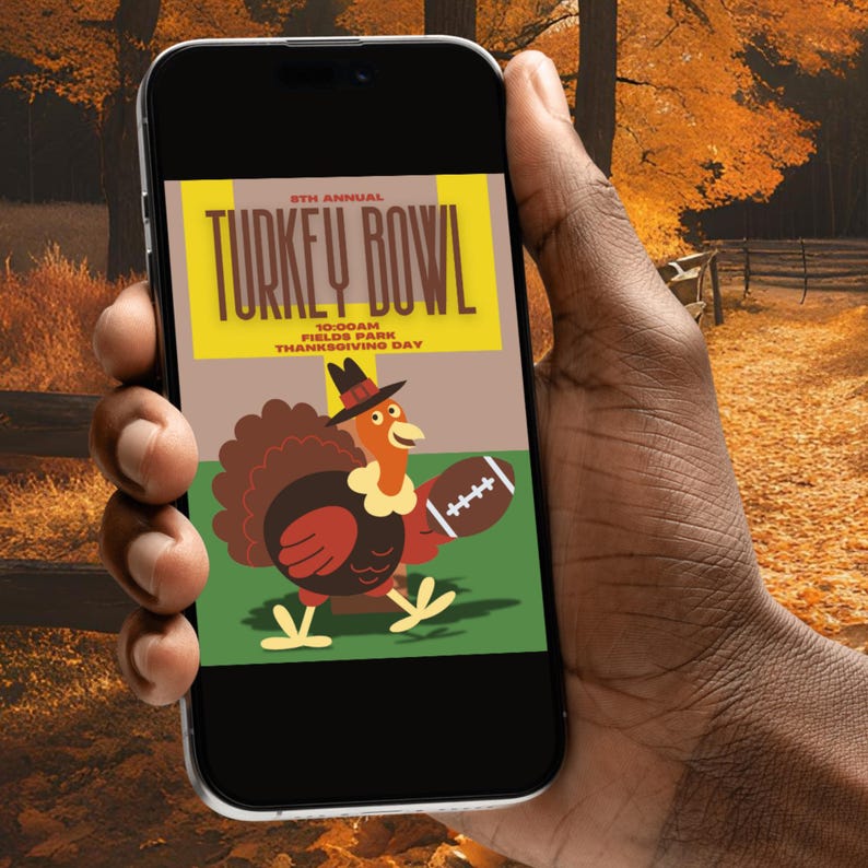 Custom Turkey Bowl Invitation | Printable Thanksgiving Football Game ...