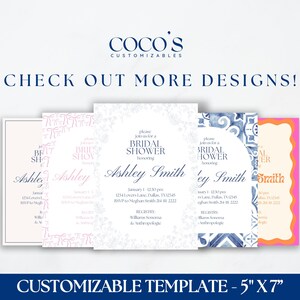 Blue Tile Bridal Shower Invitation | Mediterranean Design (digital ...