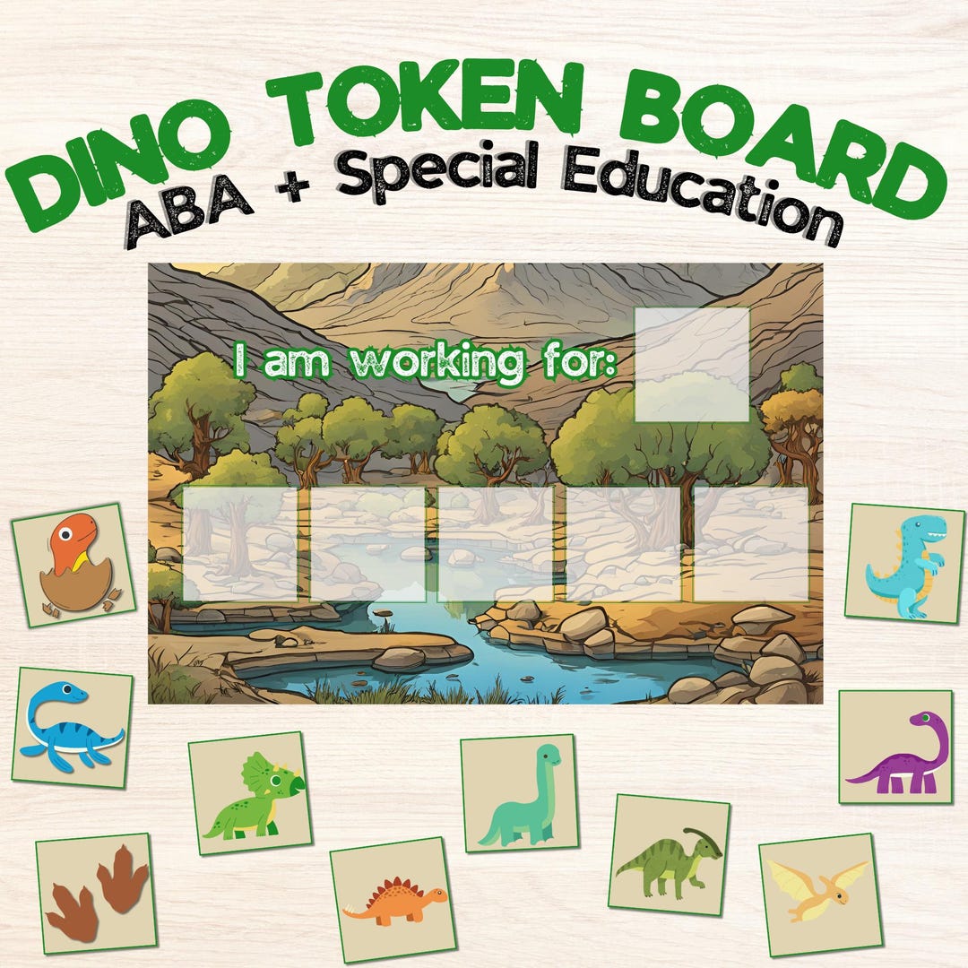 Dinosaur Token Board: ABA Therapy Reward Chart (printable Canva ...