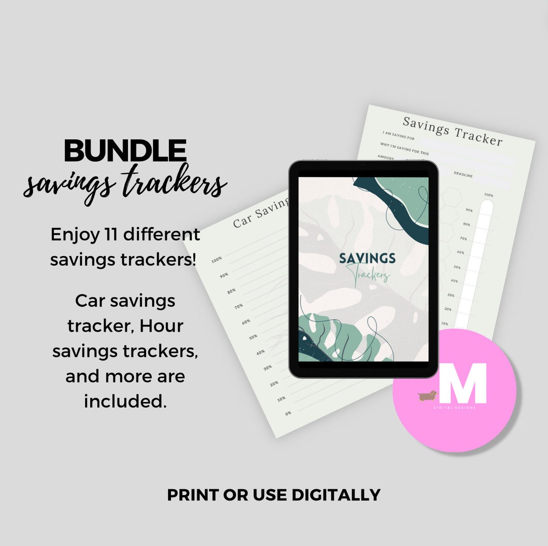 Printable Digital Savings Trackers Bundle Template With Car Savings ...