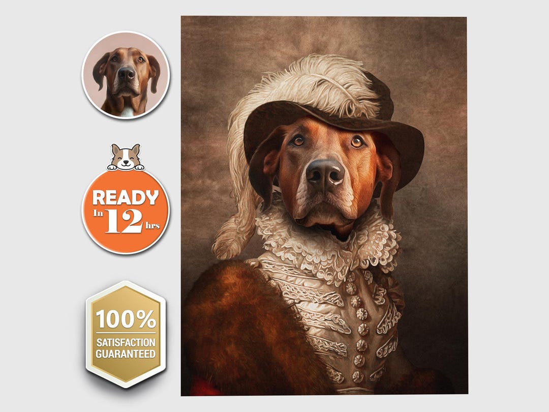 The Madame Custom Pet Digital Portrait, Personalized Pet Portrait, Pet ...