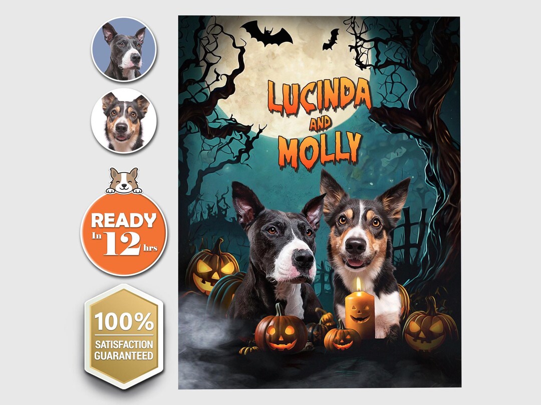 Spooky Halloween Pet Portrait: Custom Digital Dog Painting (digital ...