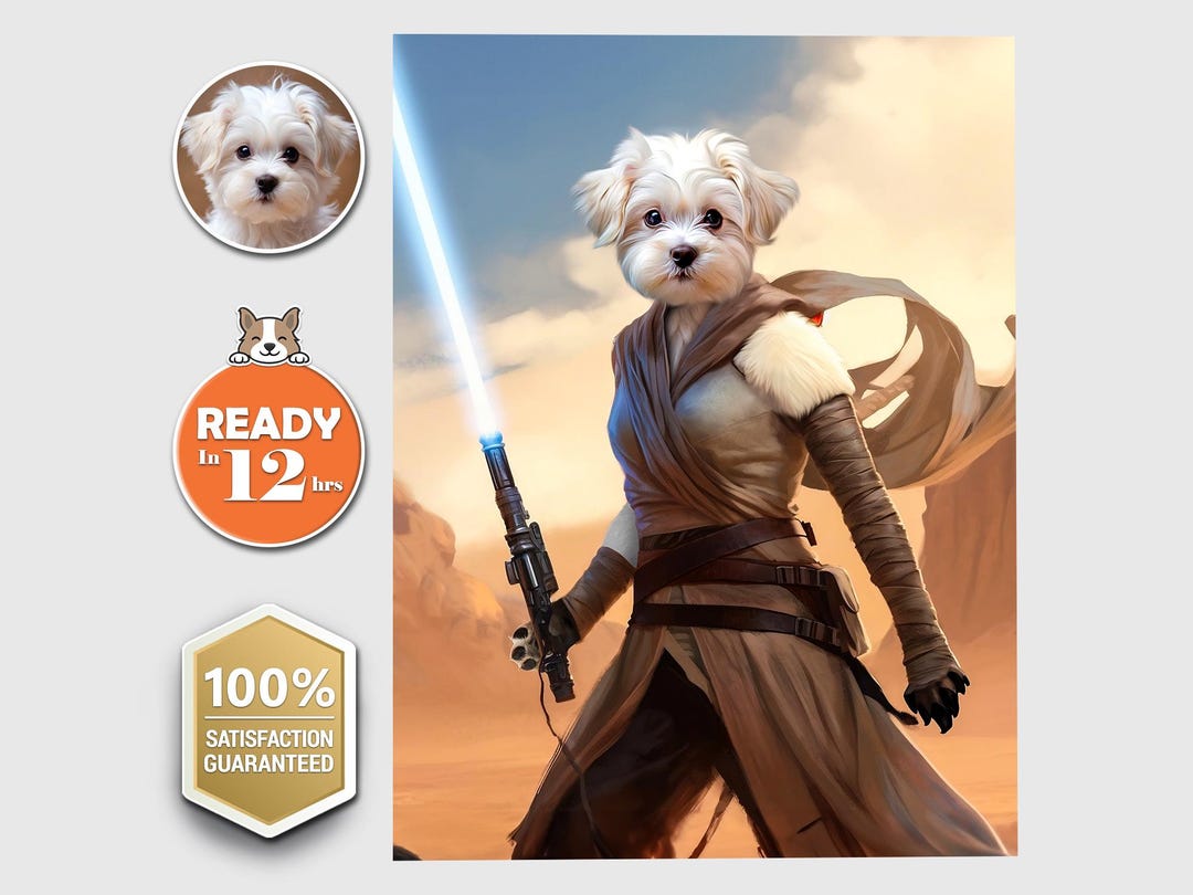 Rey Skywalker Star Wars Parody Custom Pet Digital Portrait ...