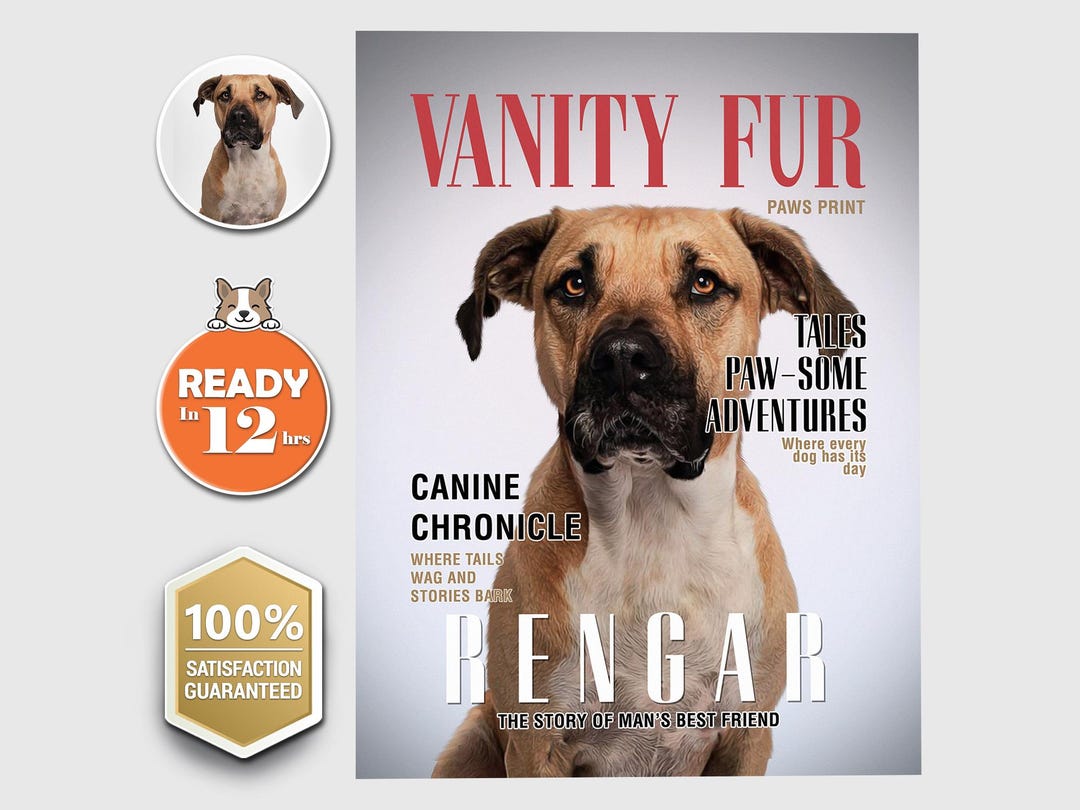 Vanity Fur Magazine Cover: Custom Pet Portrait (digital Download) - Etsy