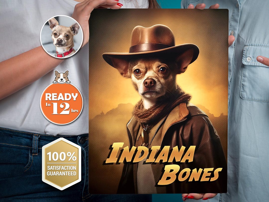Indiana Bones Parody Pet Canvas: Custom Pet Portrait - Etsy