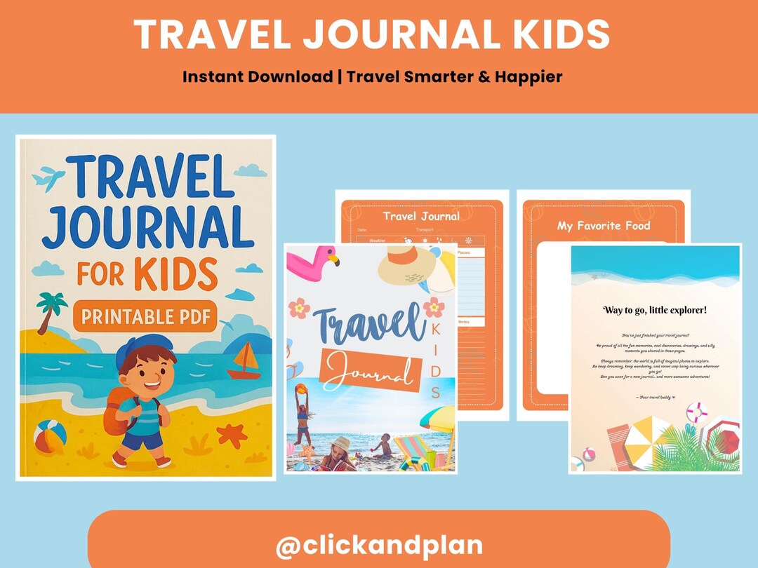 Kids Travel Journal – Printable Summer Adventure Book- Digital Travel ...
