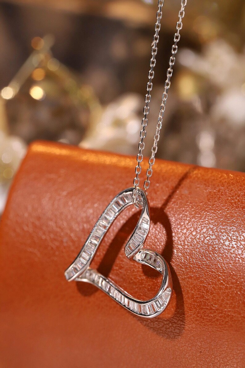 Large Diamond Heart Necklace 18K Gold With 0.32ct Real Diamond Love ...